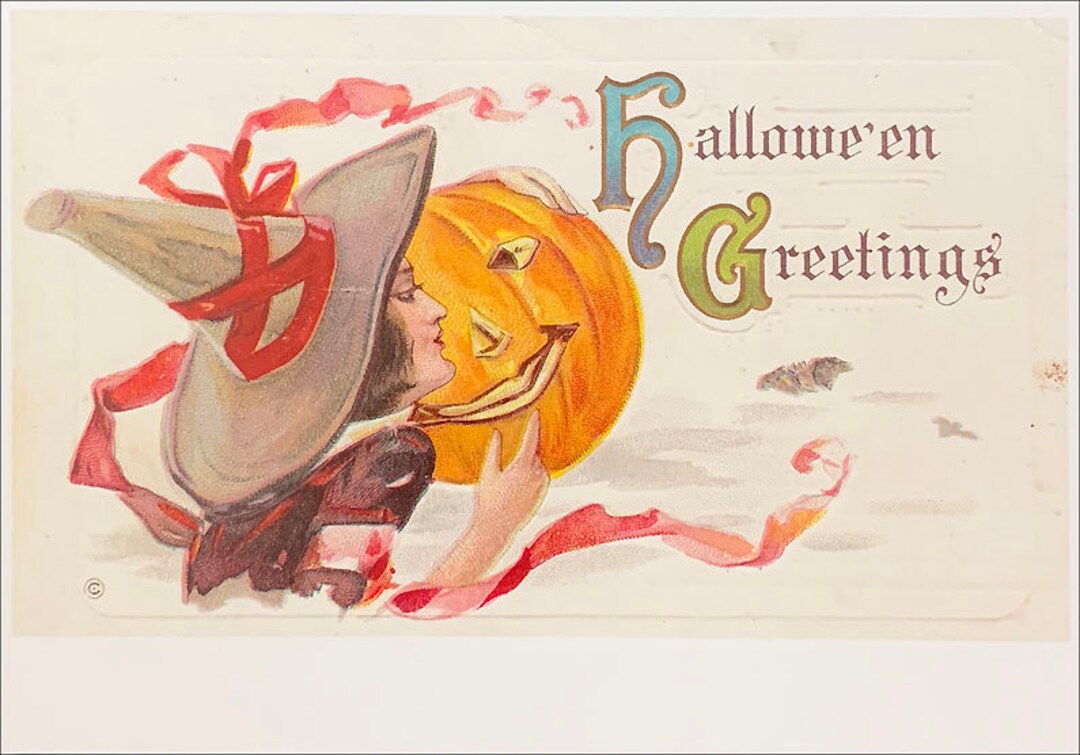 5 Holland Pumpkin Lady Dutch Halloween Postcards Vintage Style Matching ...