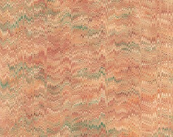 Italy Hand Marbled Paper French Curl Pattern in Green and Red Berretti ...