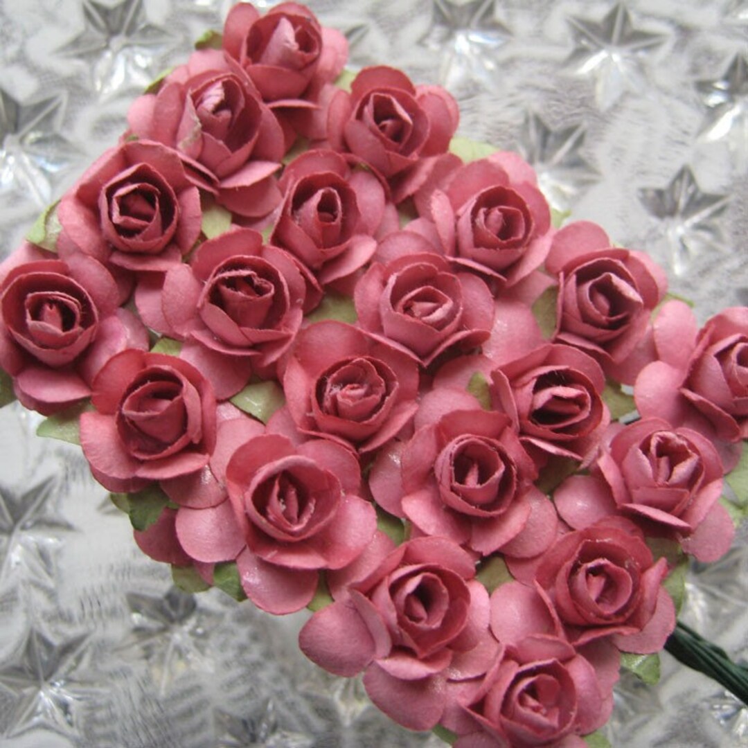 144 Petite Dusty Rose Roses Paper Flowers Handmade Millinery Flower 12 ...