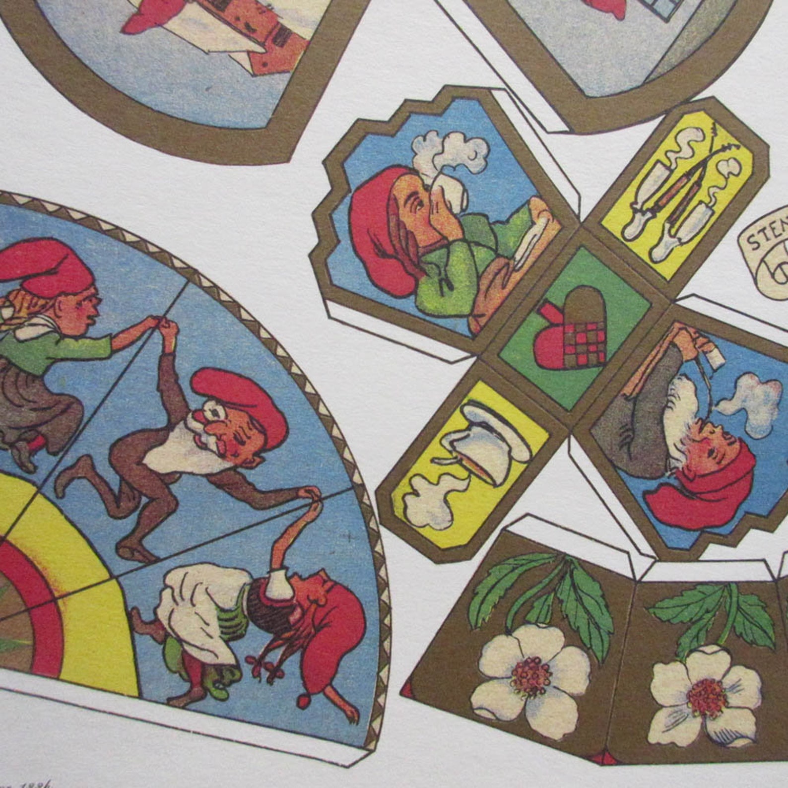 Vintage Denmark Gnomes People Christmas Baskets and Cones Paper Craft ...