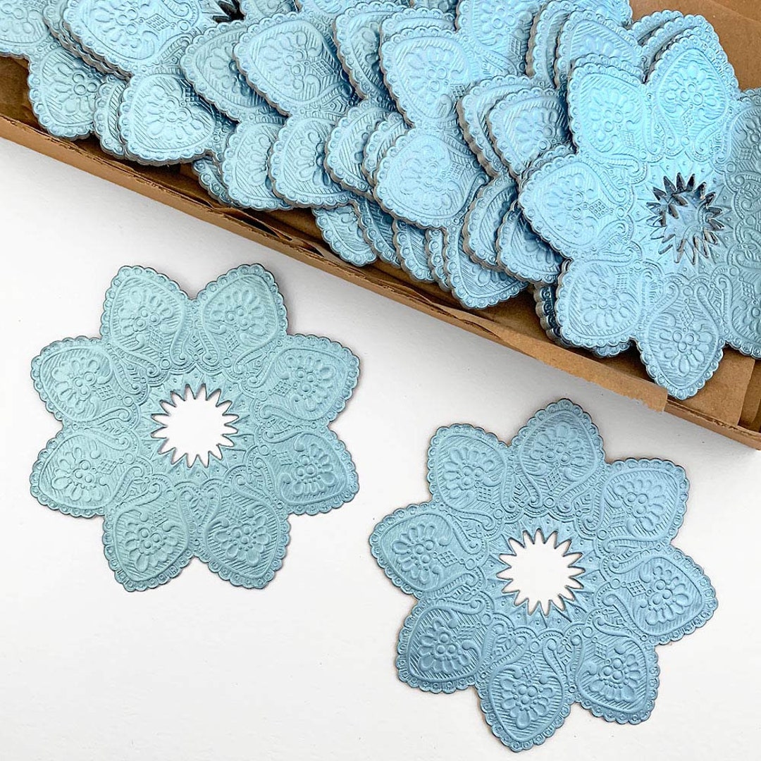 4 Large Dresden Paper Foil Medallions or Candle Cuffs Germany Die Cut ...