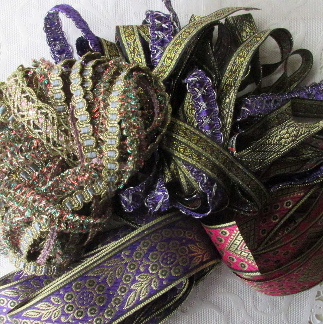 20-1/2 Yards Vintage and New Metallic Trims Fancy Assorted Sewing ...