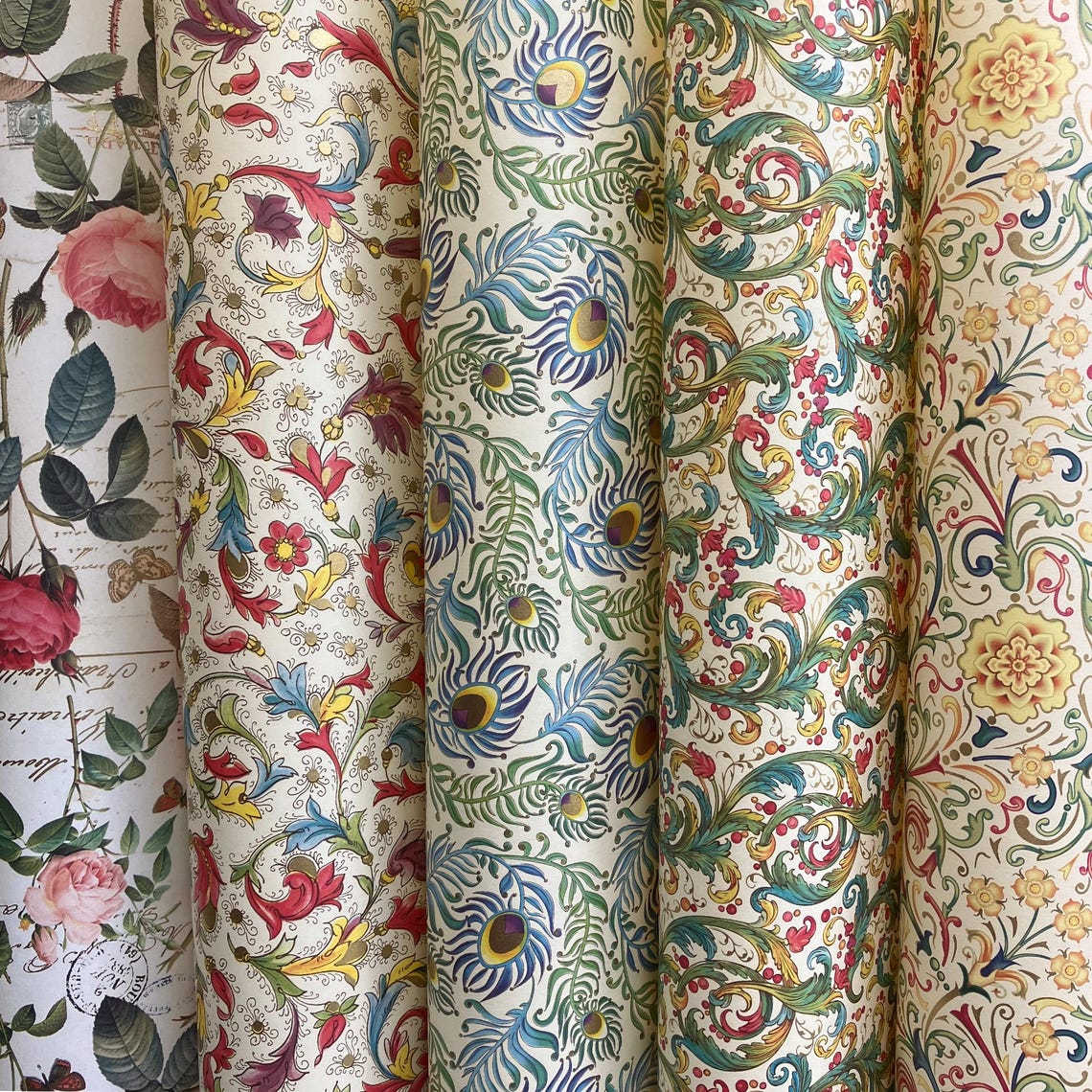 From Italy 2 Sheets Italian Florentine Paper Traditional Print Classic ...