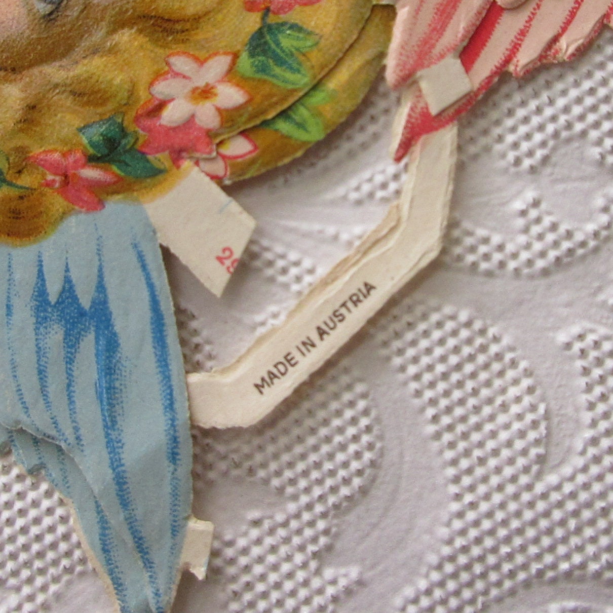 From Austria Vintage Scraps Large Pastel Angels Heller Die Cut Embossed ...