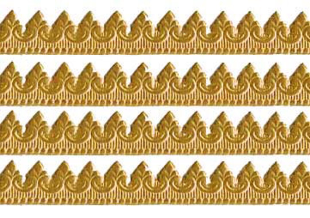 From Germany 12 Strips Antique Gold Embossed Fancy Baroque Die Cut Foil ...