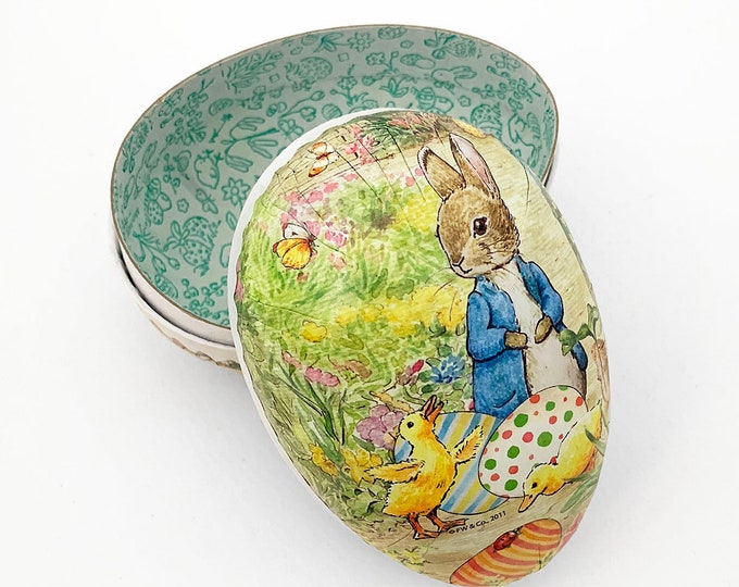 New Peter Rabbit 4-1/2” Germany Paper Mache Easter Egg Box Container ...