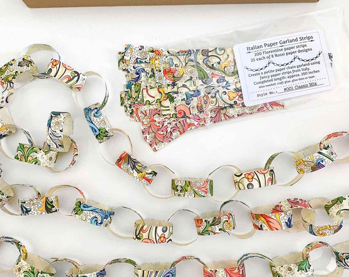 Italy 200 Petite Paper Chain Garland Pieces Fancy Italian Paper Strips ...