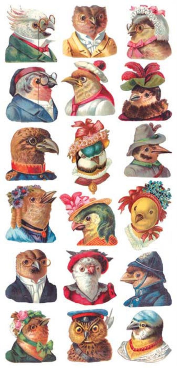 3 Sheets Self Adhesive Bird Characters Stickers Colorful - Etsy