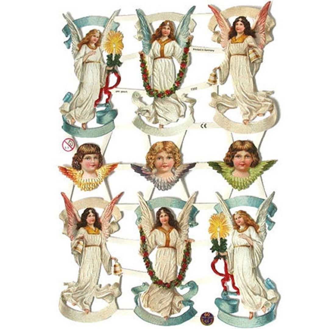 Germany Paper Scraps Lithographed Victorian Angel Die Cuts Christmas ...