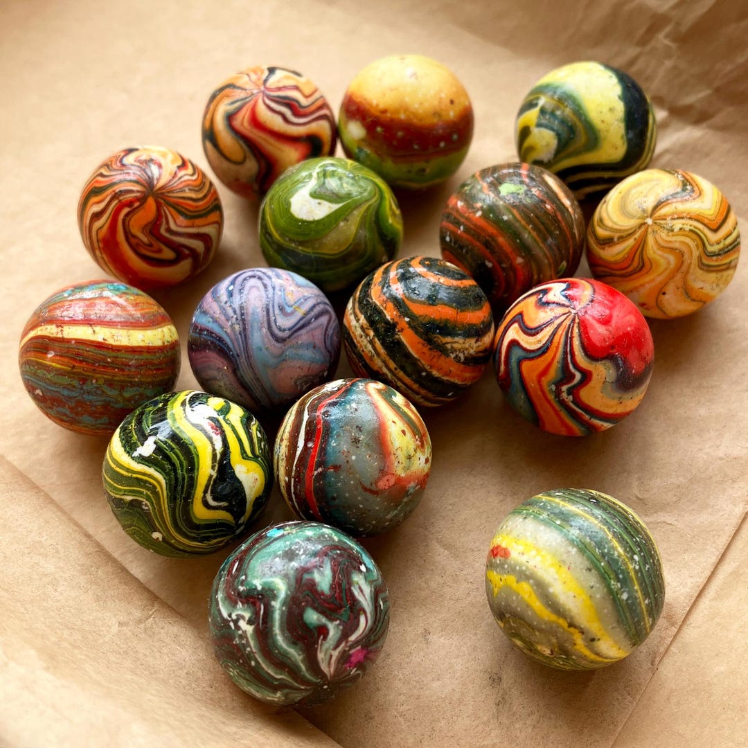 Italy 15 Flawed Damaged Marbled Clay Marbles Hand Made by Laura ...