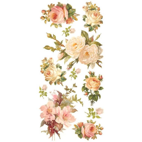 3 Sheets Self Adhesive Pastel Roses Stickers Colorful | Etsy