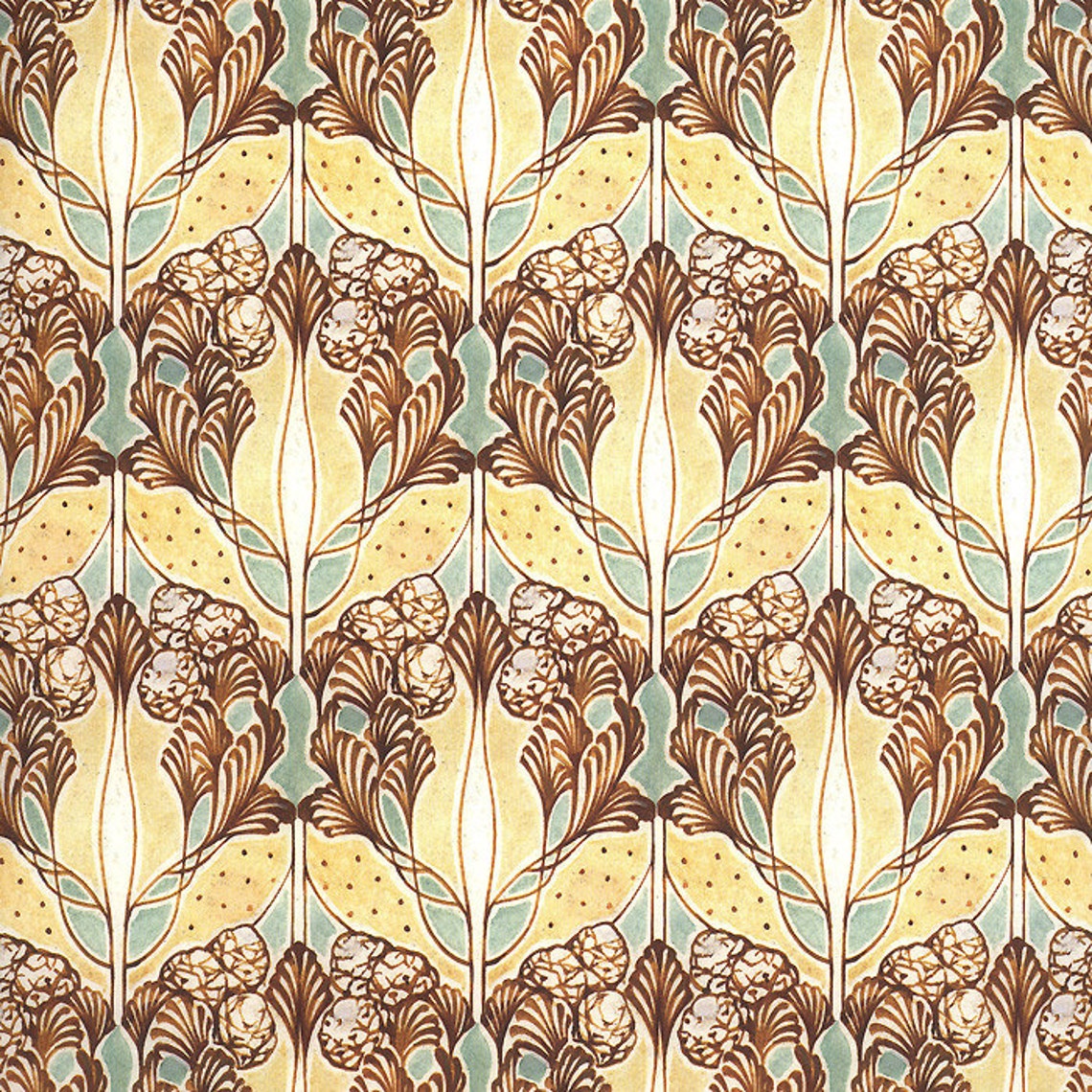 2 Sheets Blue and Yellow Art Nouveau Secession Print Paper | Etsy