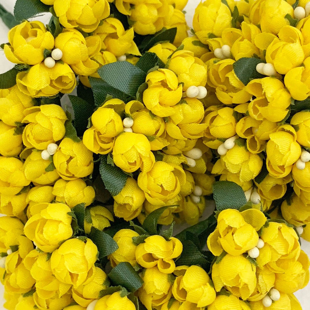 Austria Fabric Millinery Flowers 18 Yellow Buds on 6 Stems Flowers A-1Y ...