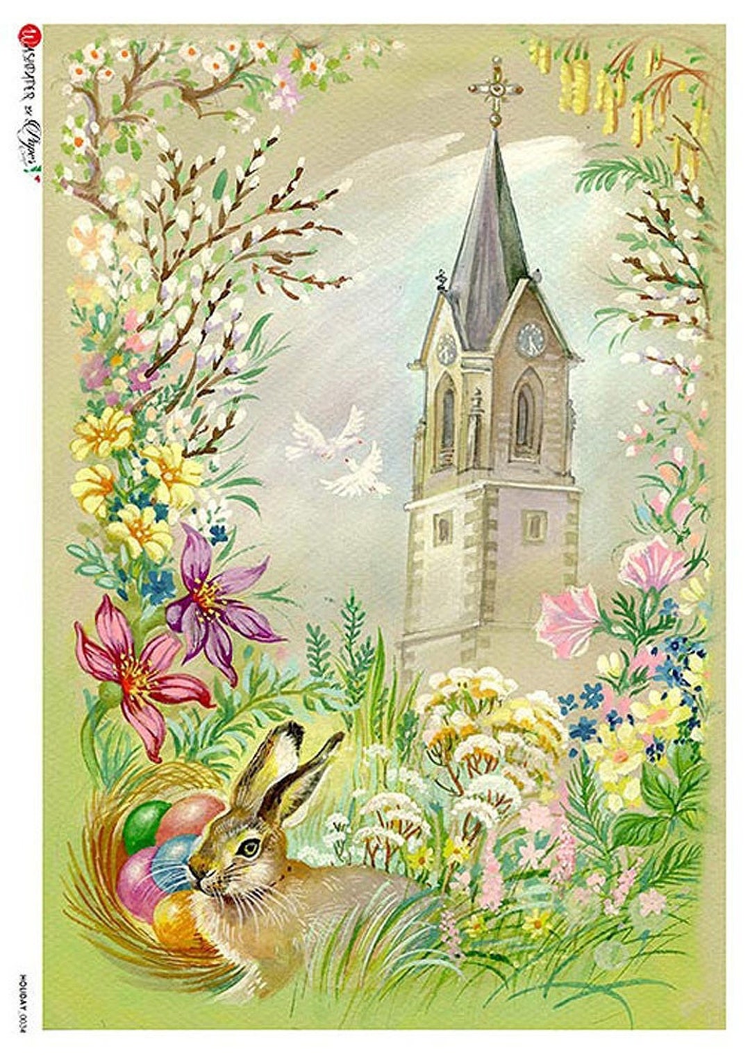 2 Sheets Italy Rice Paper Decoupage Vintage Easter Scene RCP-HOL-34 X2 ...