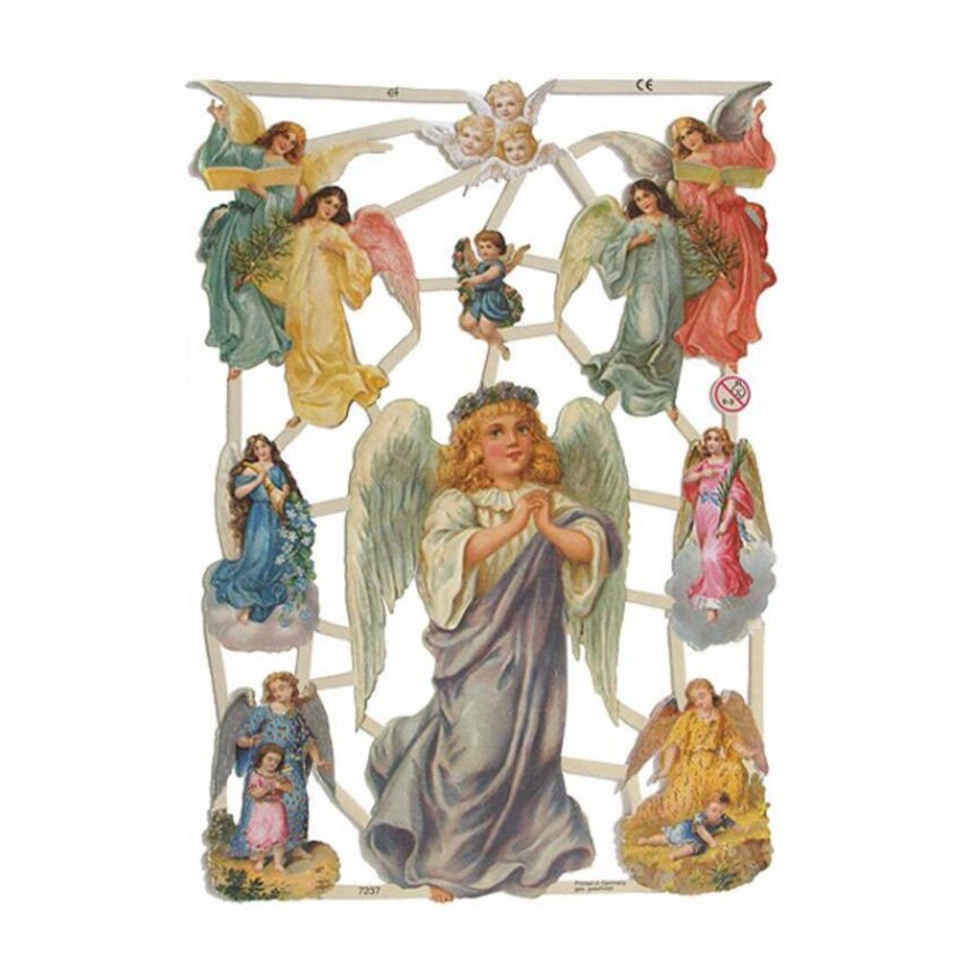 Germany Paper Lithographed Die Cut Scraps Victorian Christmas Angels ...