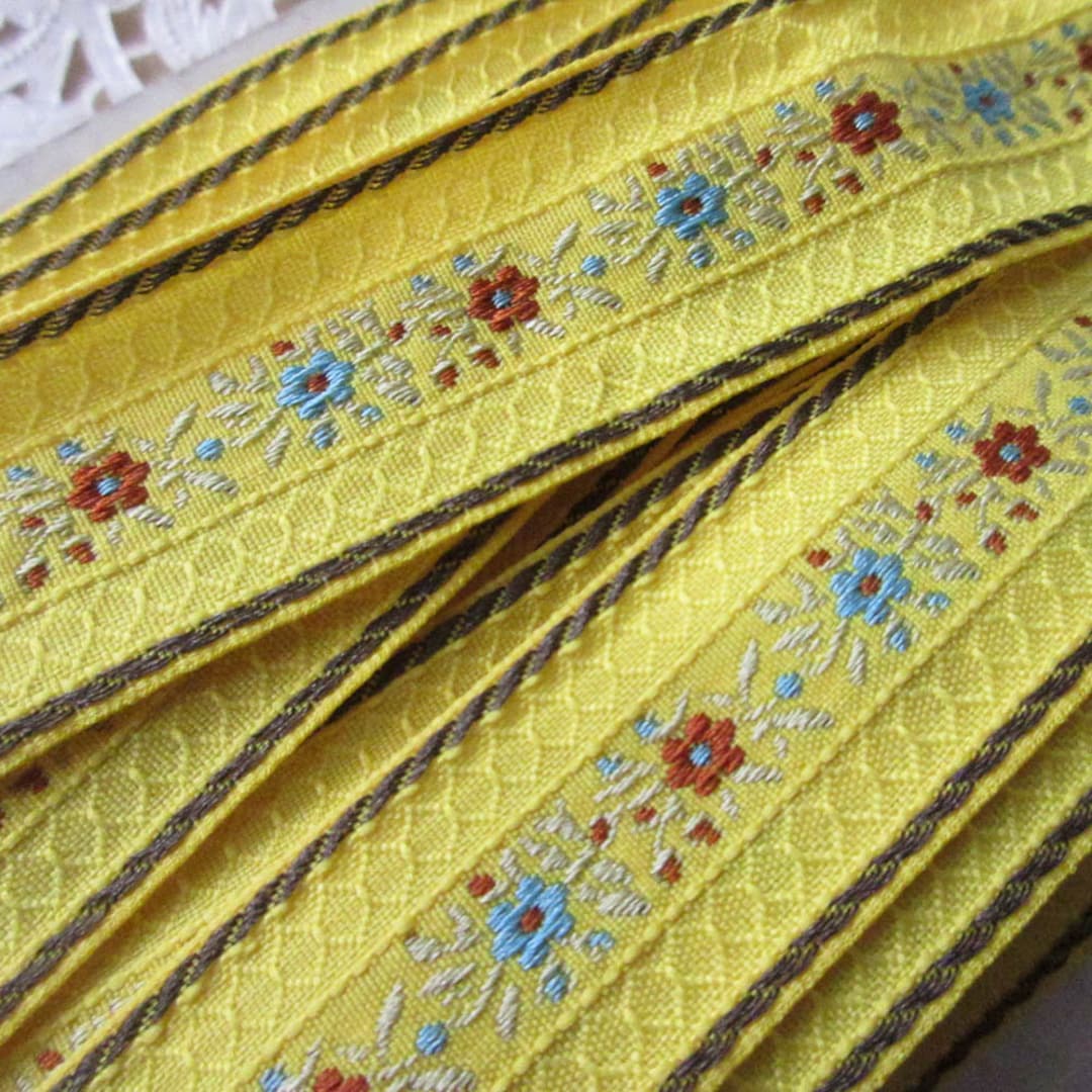 4 Yards Yellow Floral Jacquard Fancy Woven Trim Ribbon 1" Wide AS-05 - Etsy