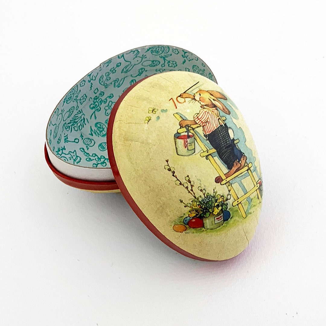 New Germany Papier Paper Mache Easter Egg Box Bunny Painting 3-1/2 ...