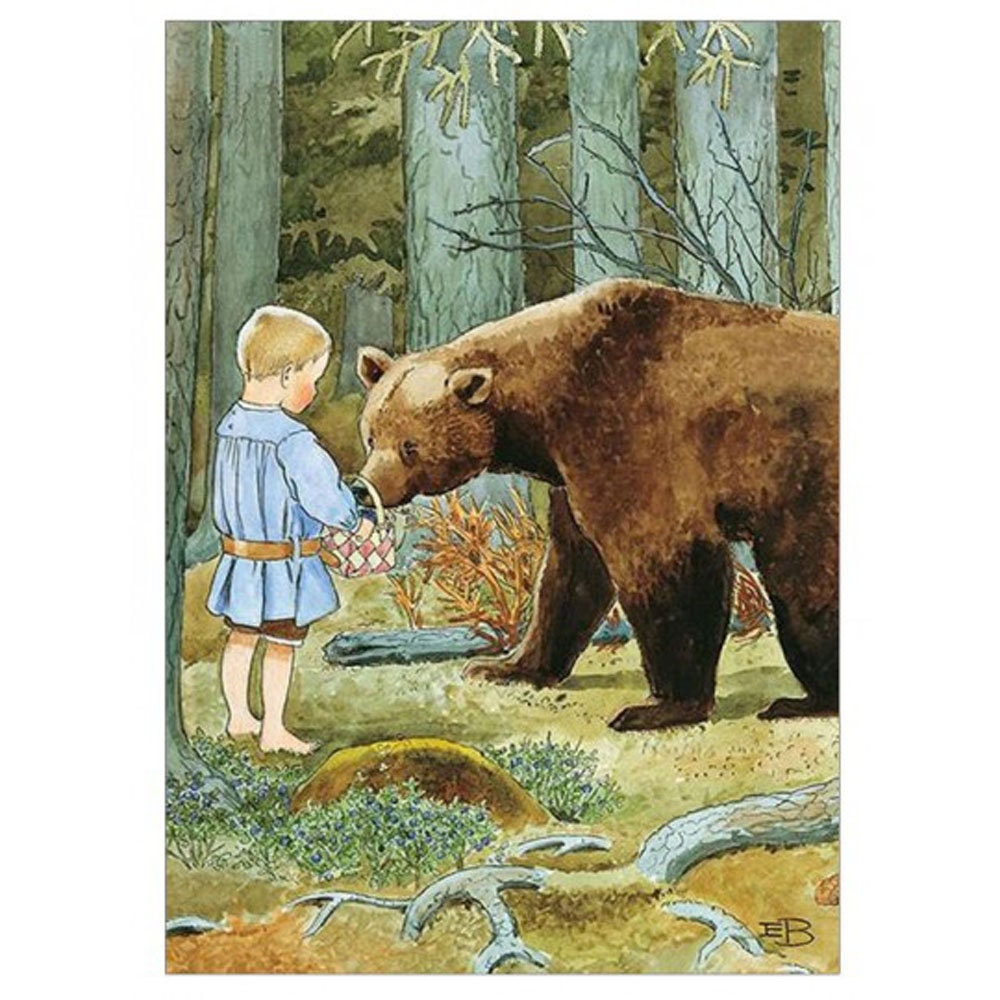 5 Sweden Swedish Postcards Forest Scene With Bear and Boy Matching ...