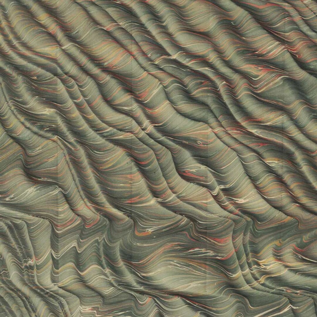 Hand Marbled Paper Dragon Skin Moire Pattern in Shades of Green ...