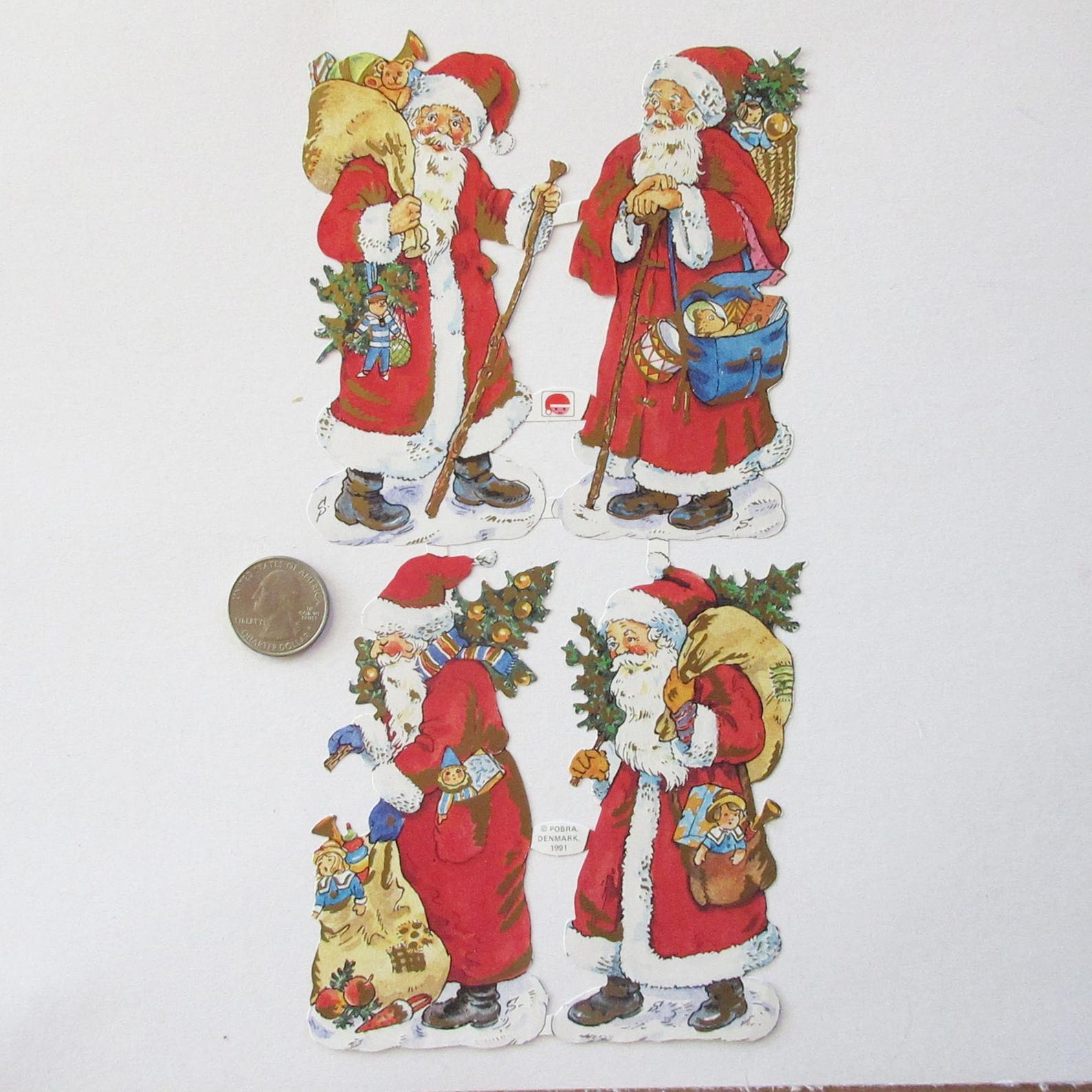 From Denmark Vintage Christmas Santa Claus Die Cut Paper Scraps E14 - Etsy