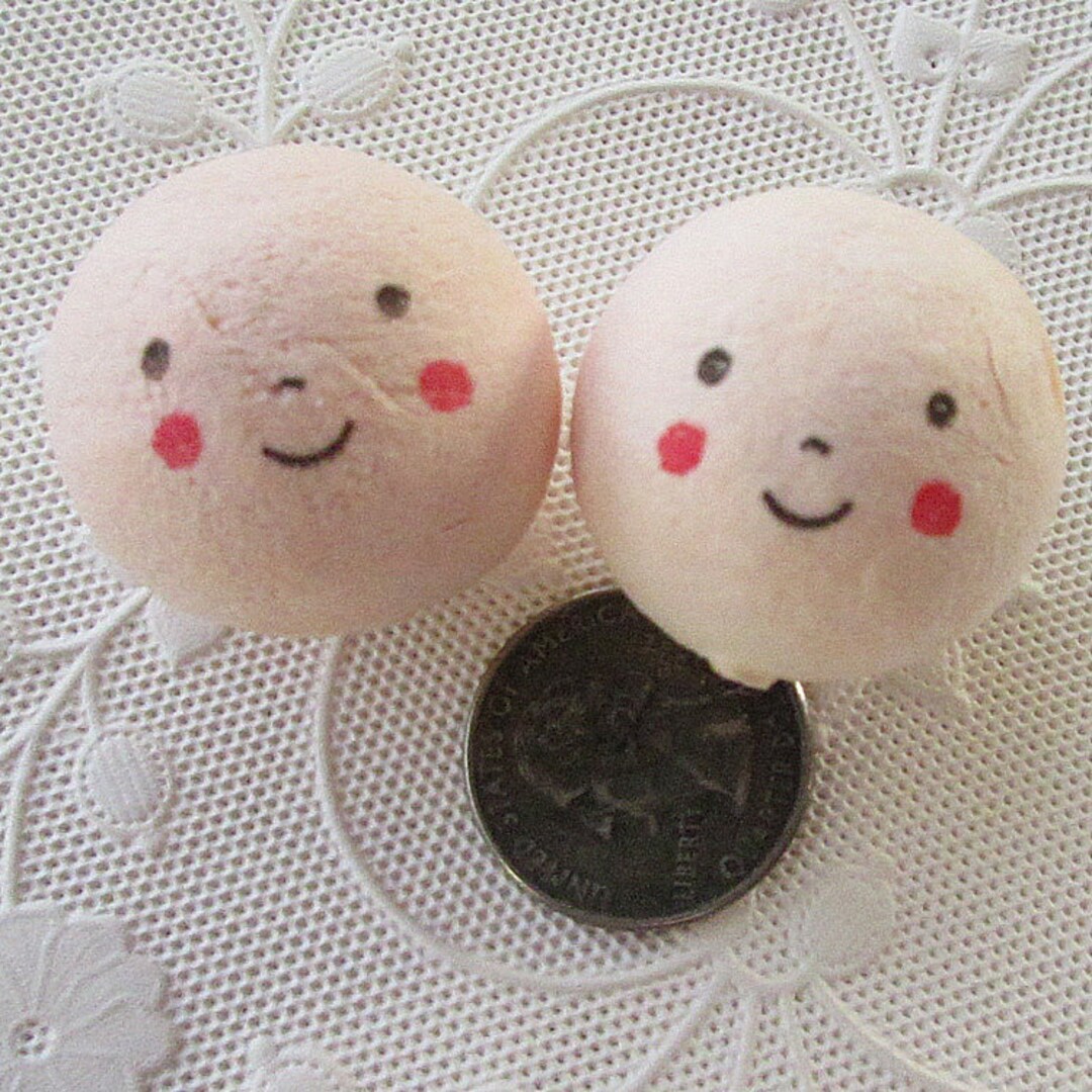 12 Jumbo Spun Cotton Heads Smiling Head Elf or Doll Pixie Angel Faces ...