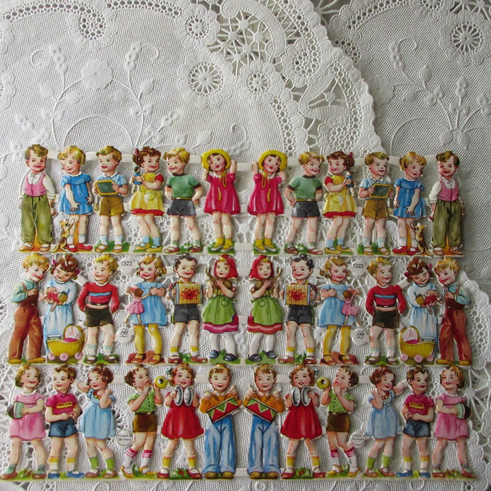 Vintage PZB Germany Paper Scraps Lithographed Die Cut Sweet Children ...
