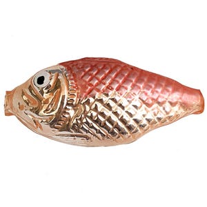 1 Czech Matte Coral and Pearl Peach Fish Goldfish Hand Blown Christmas ...