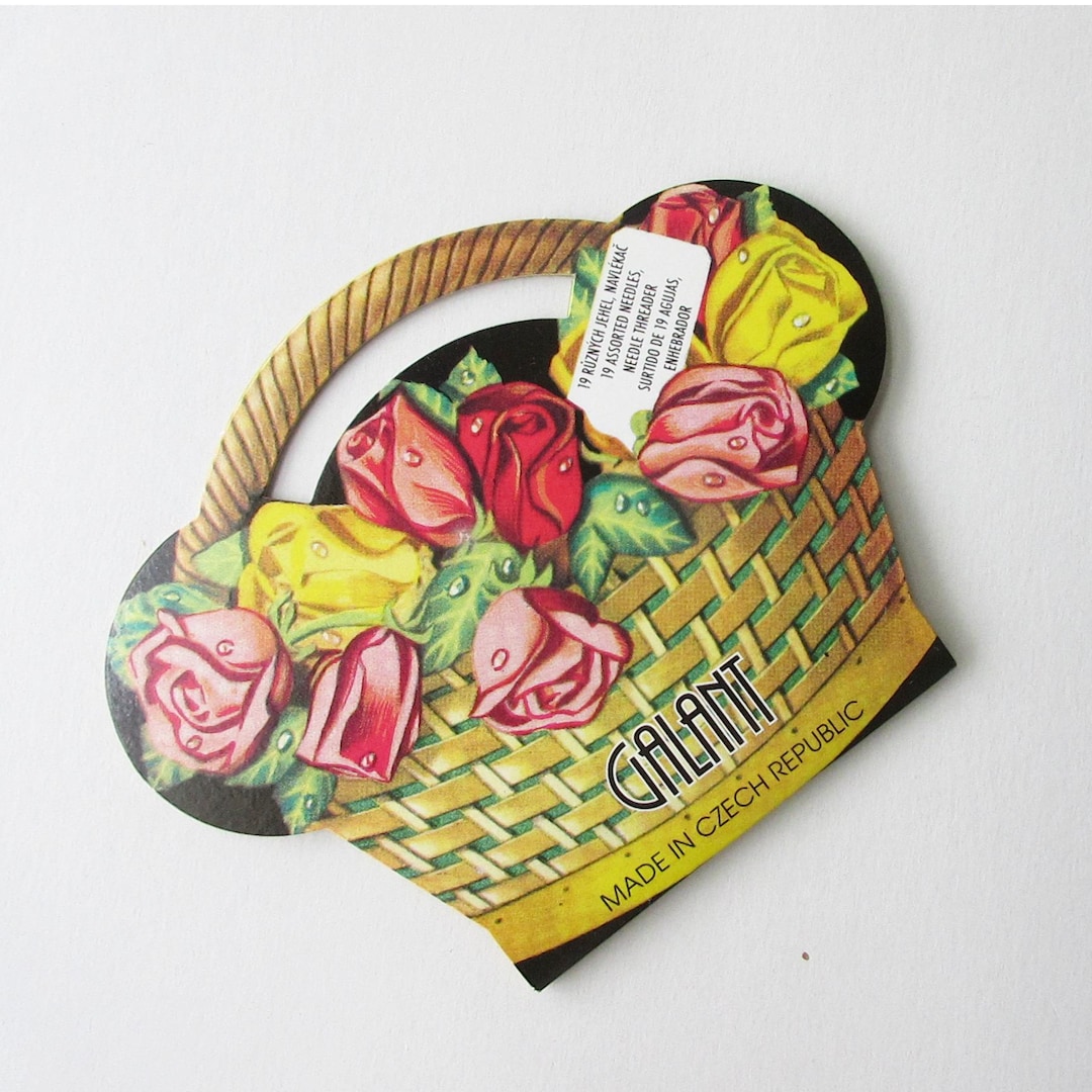 Czech Paper Needle Book Case Needlecase Flower Roses Basket Sewing ...