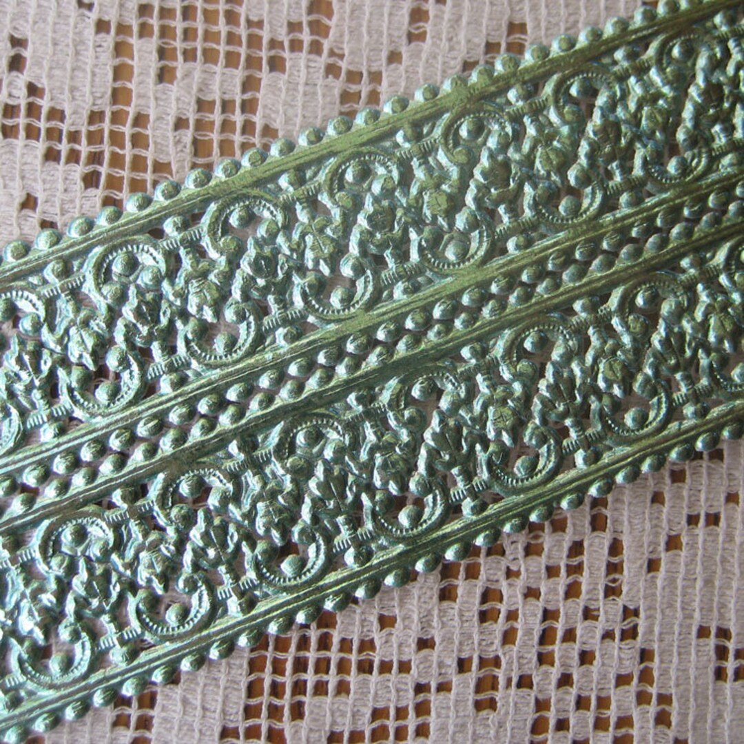 Dresden Trim Germany 8 Rows Fancy Paper Foil Aqua Dresden Edging ...