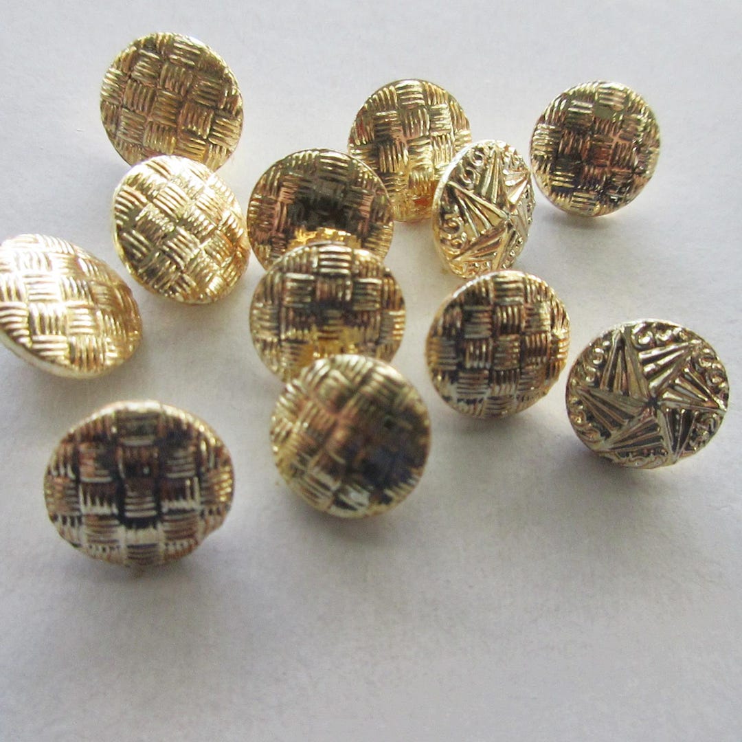 12 Vintage Japan Glass Buttons Gold Basketweave Design 1950s 7/16" #JJ ...
