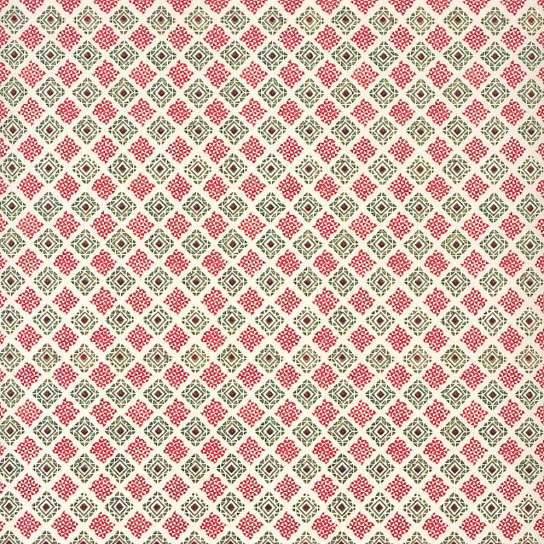 2 Sheets Red and Green Geometric Print Italian Paper ~ Tassotti Italy ...