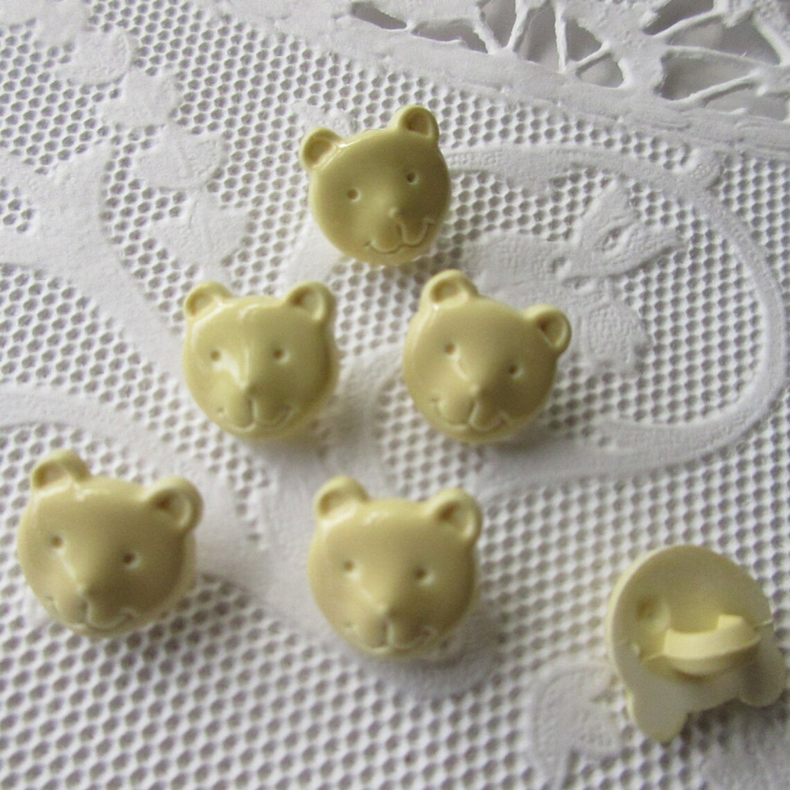 12 France Bear Faces Buttons Shiny Creamy Bears Head French - Etsy