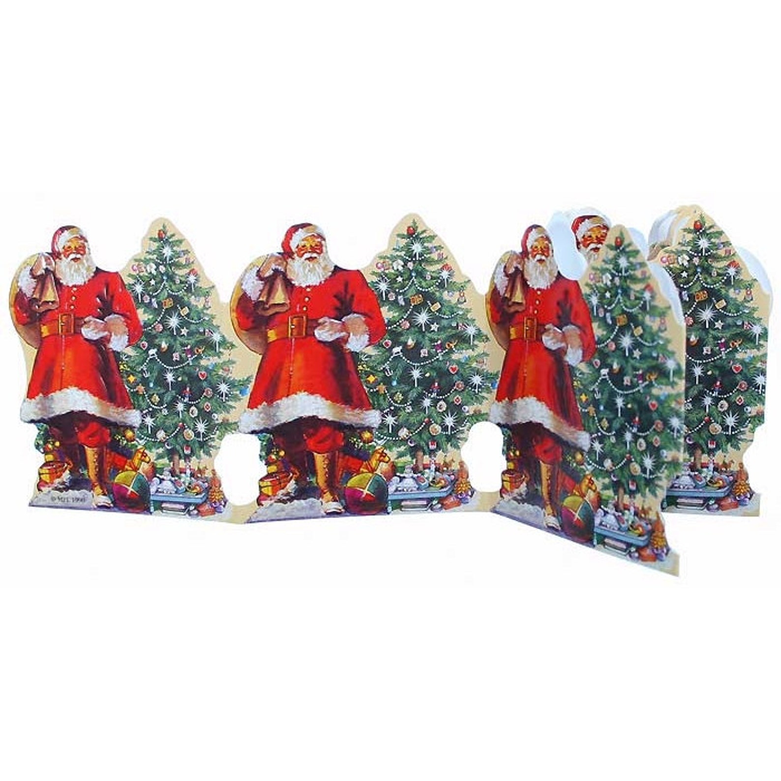 England Paper Running Frieze Lithograph Die Cut Santas Tabletop Garland ...