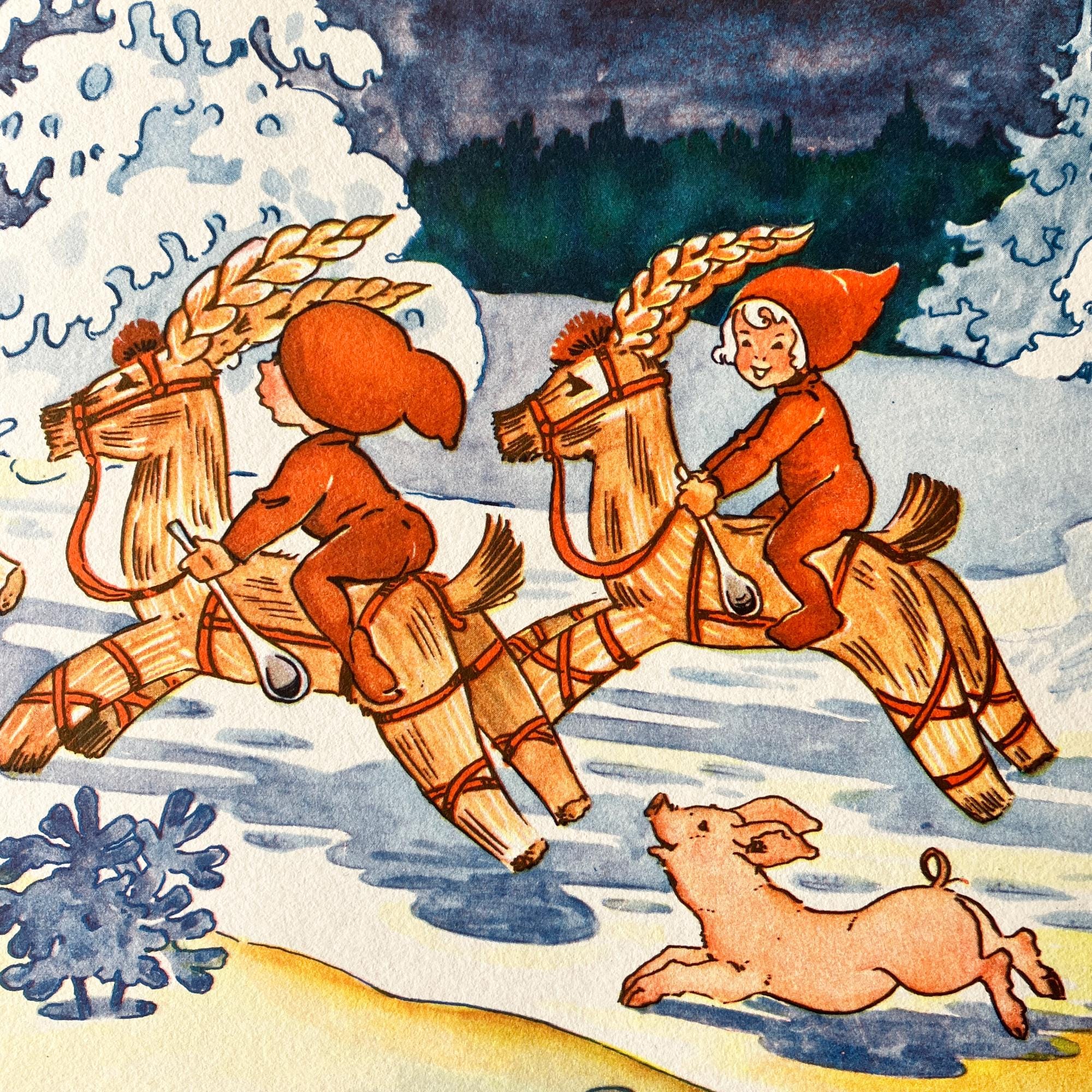 From Sweden Vintage Swedish 1950s Christmas Paper Frieze Tomte Elves ...