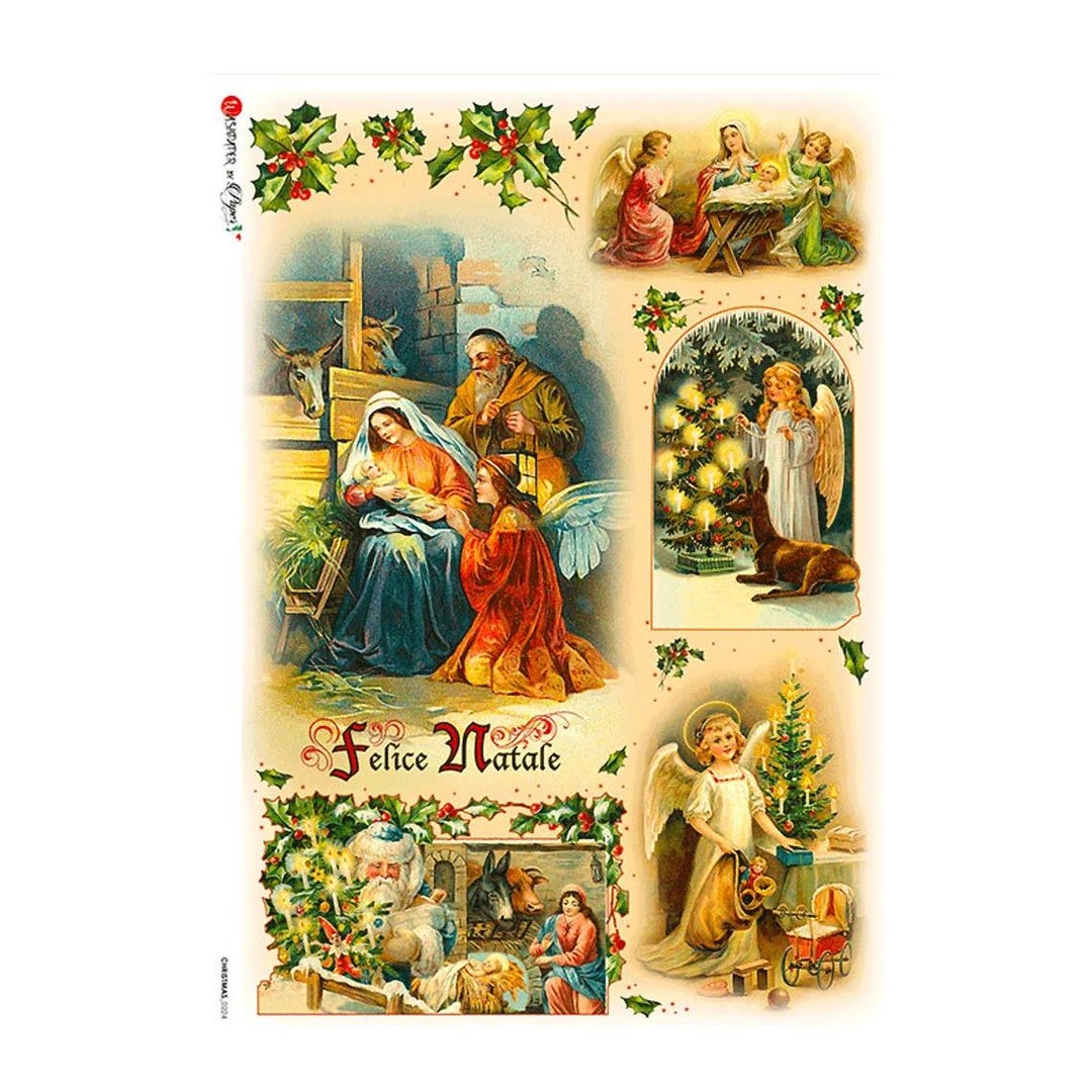 From Italy 2 Sheets Italian Rice Paper Decoupage Nativity Holy Family ...
