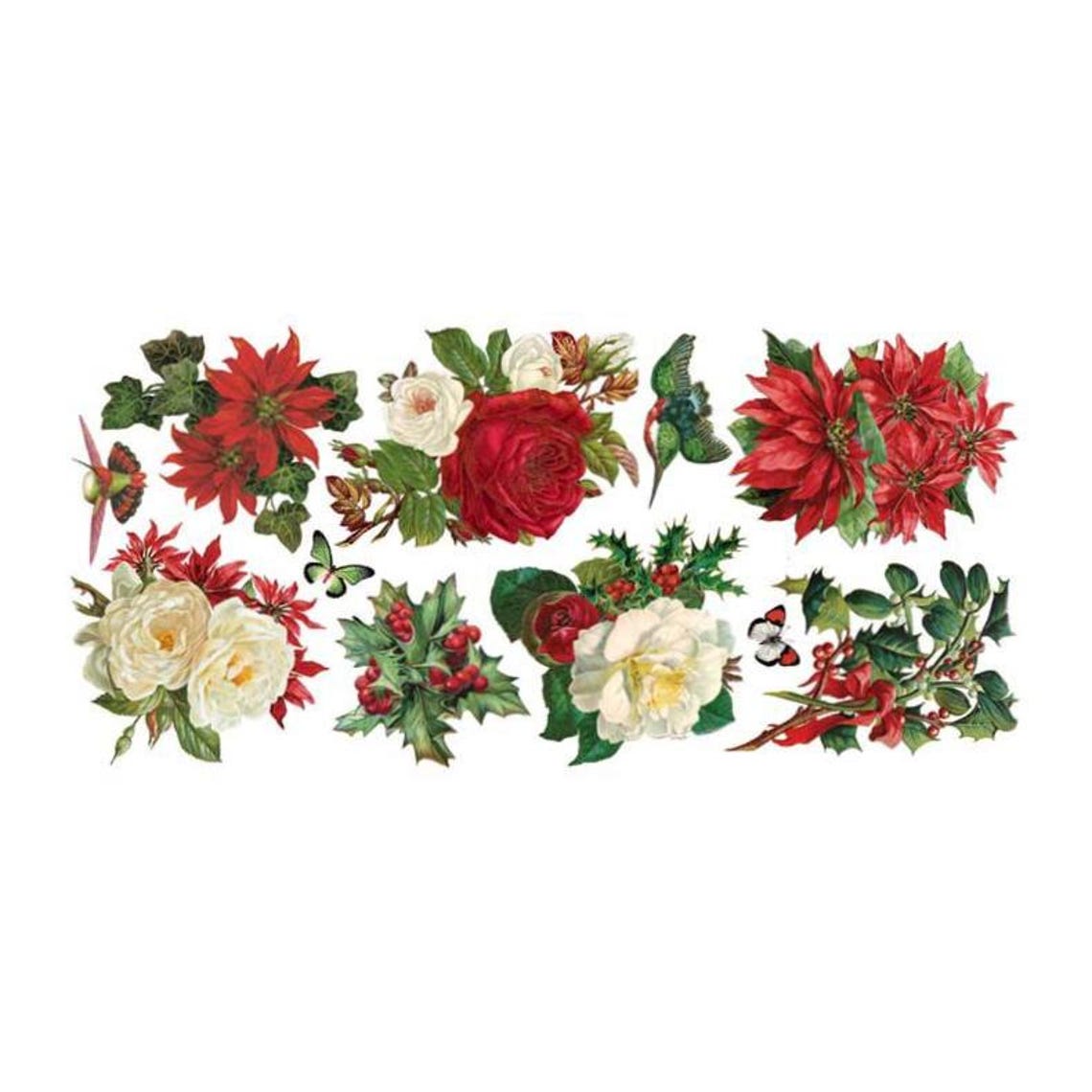3 Sheets Self Adhesive Christmas Flowers Stickers Colorful Scrapbooking ...