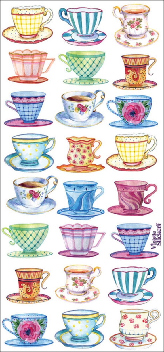3 Sheets Self Adhesive Modern Teacups Stickers Colorful - Etsy