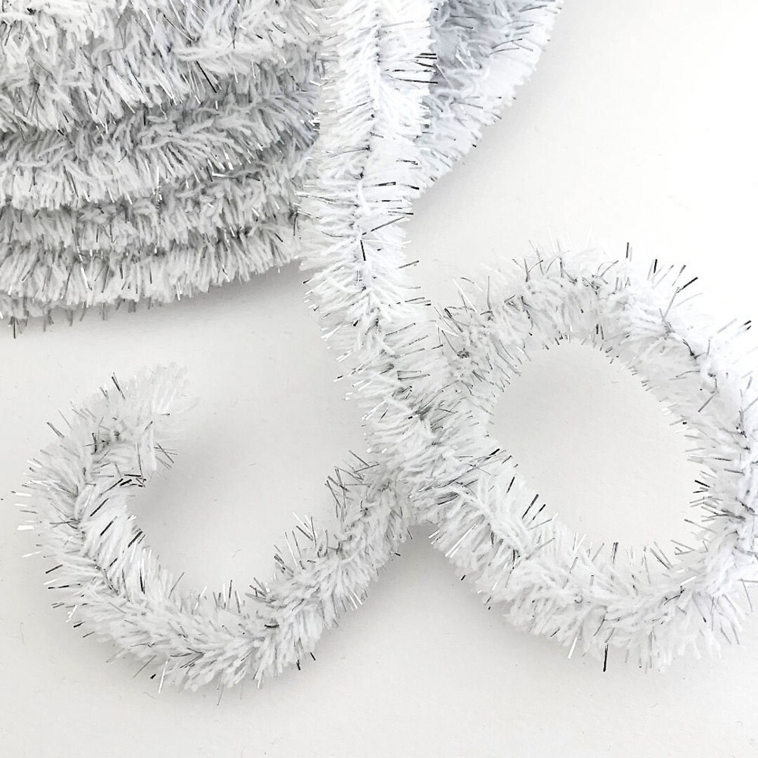 Czech 2 Yards Wired Yarn Trim in White With Silver Tinsel ~ Soft and ...