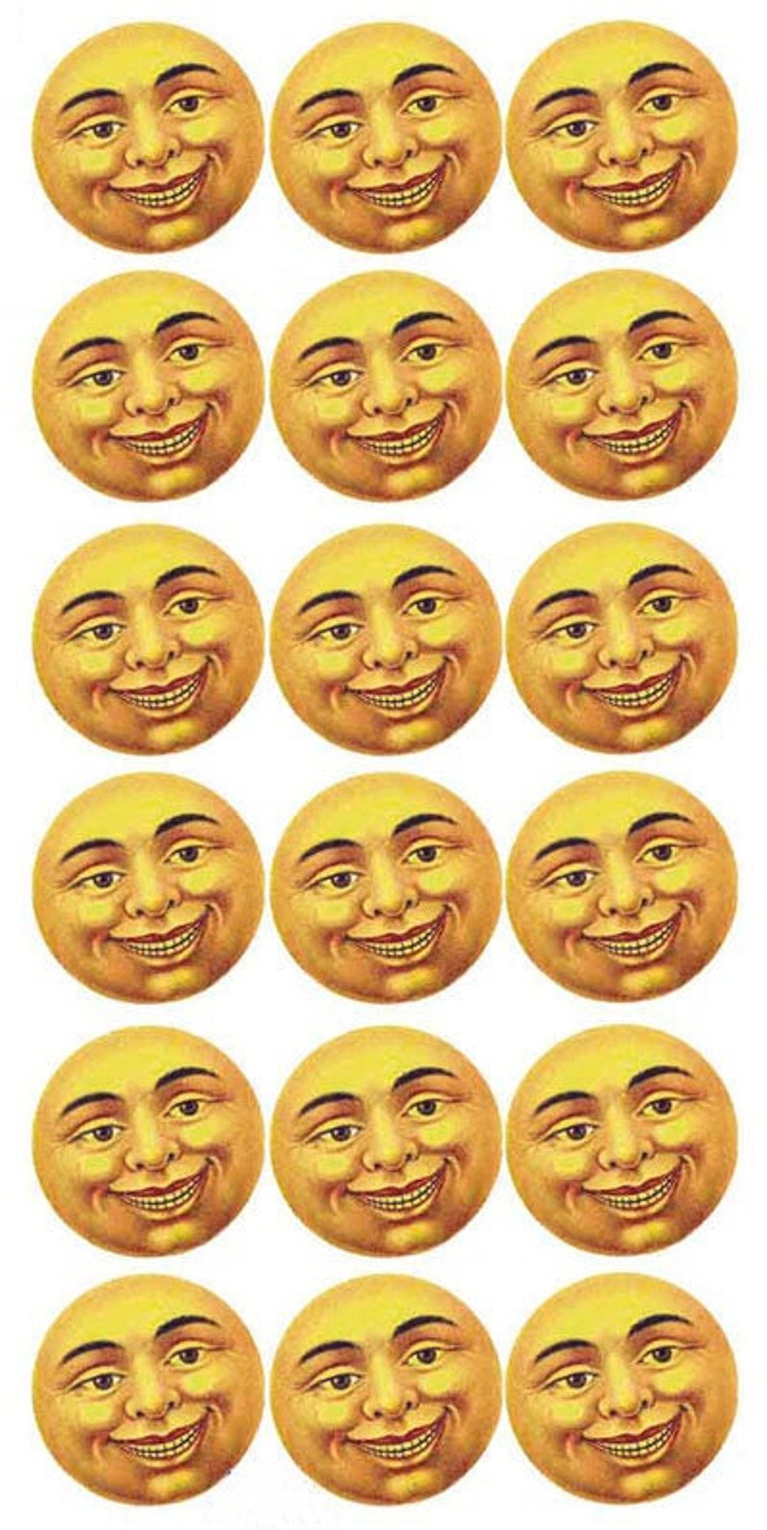 3 Sheets Self Adhesive Moon Faces Stickers Colorful Scrapbooking ...