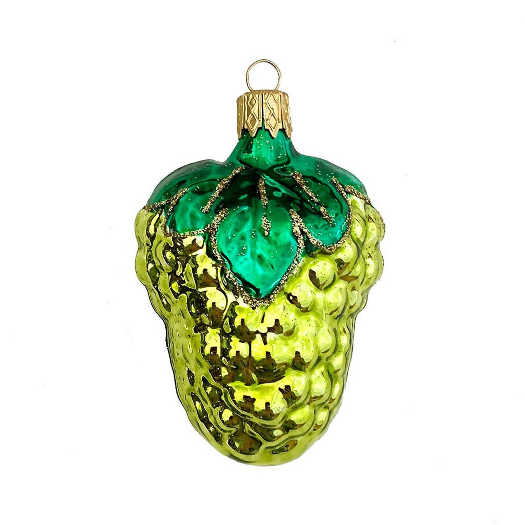 1 Czech Blown Glass Chartreuse Green Christmas Grapes Ornament ...