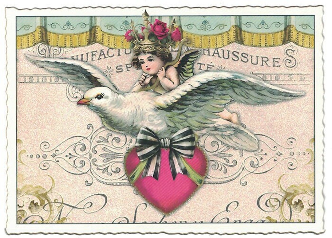 5 Germany Postcards Angel Dove Heart Five Matching German Cards PK1087 ...