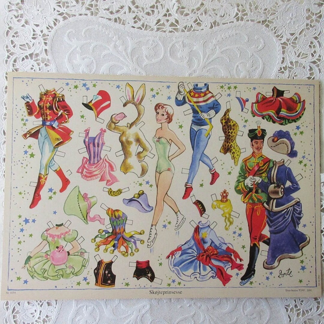 Denmark Paper Dolls Skater Vintage Design Paper Cut Out Ice Skating ...