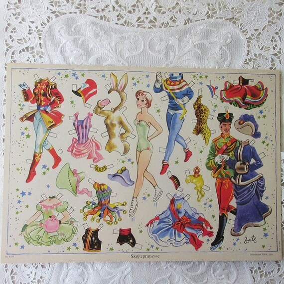 Denmark Paper Dolls Skater Vintage Design Paper Cut Out Ice | Etsy