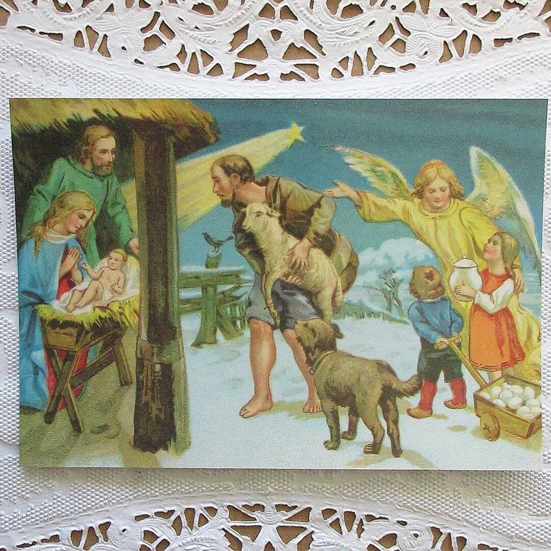 5 Holland Angel Nativity Dutch Postcards Christmas Five Matching Cards ...
