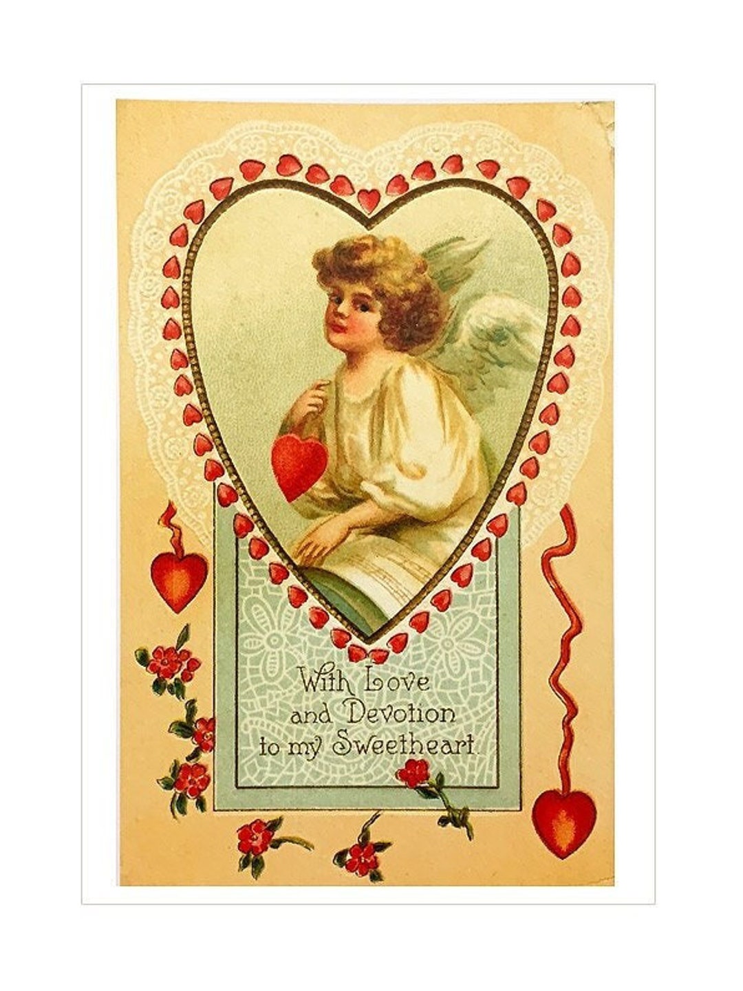 5 Valentines Holland Dutch Postcards Vintage Style Five Matching ...