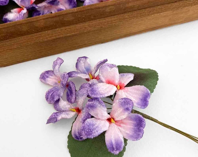 Czech Velvet Violets Millinery 5 Flowers Purple With Red NFC034RPU - Etsy