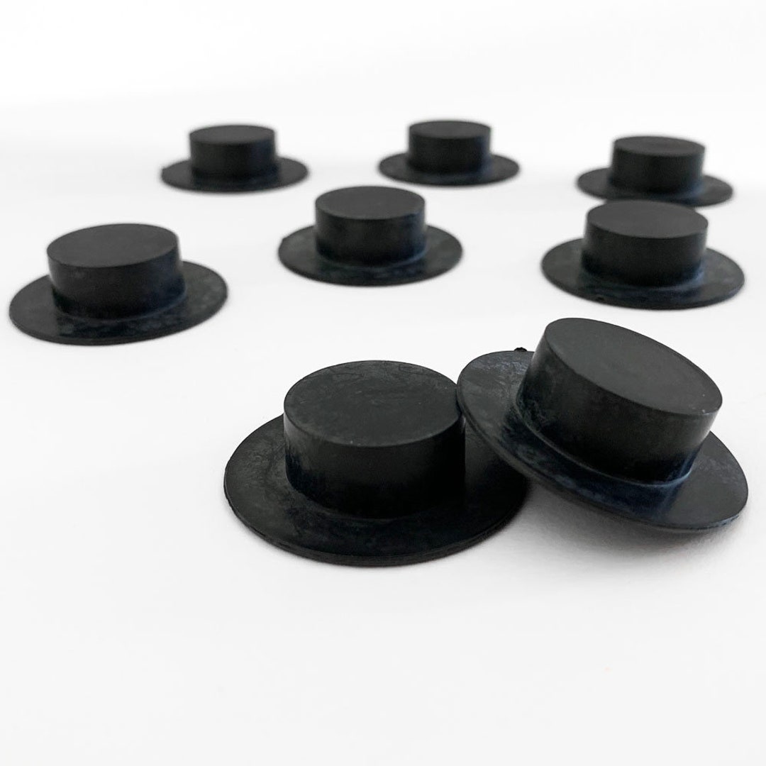 14 Black Large Miniature Plastic Snowman Top Hats 1-1/2" X 3/8" HAT09 ...