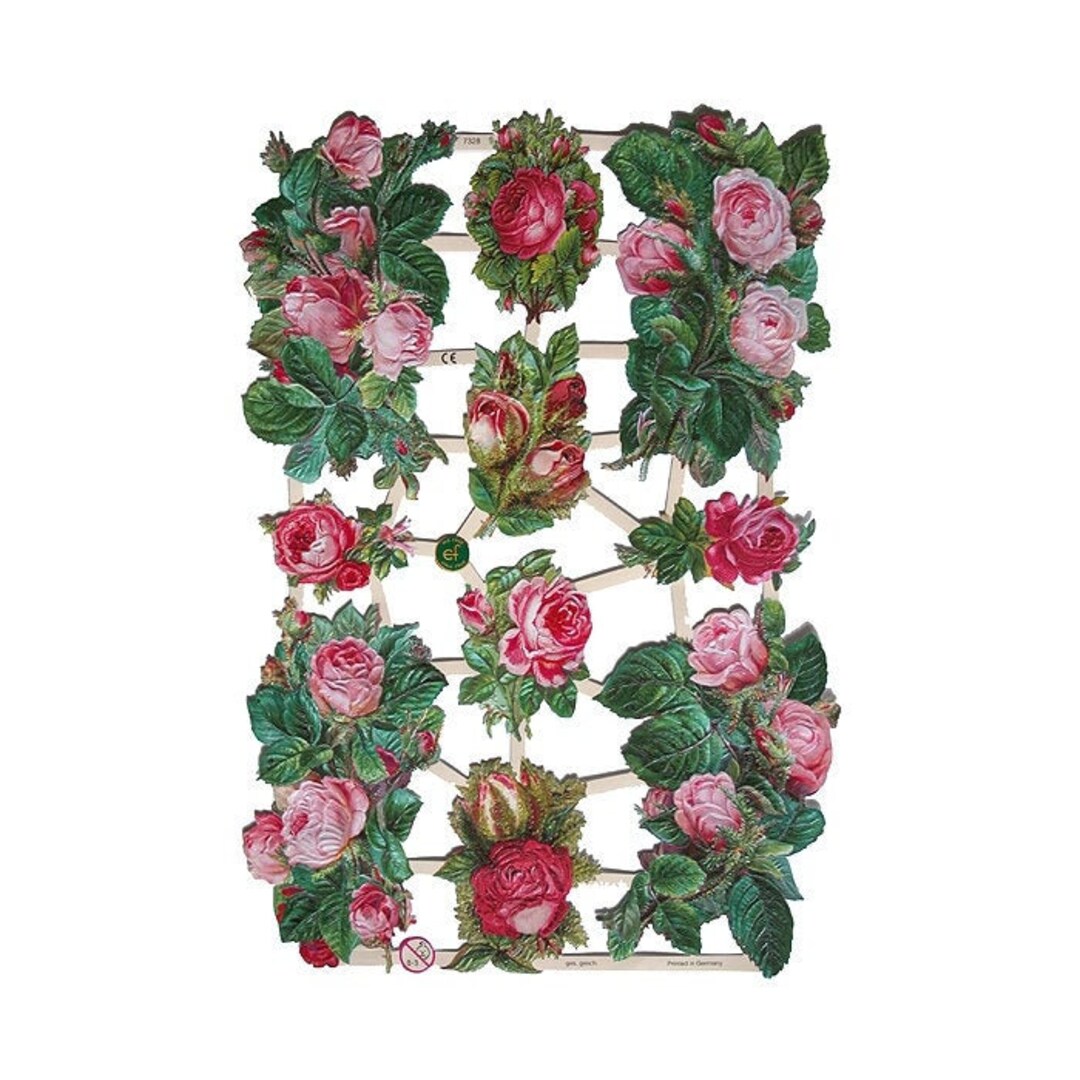 German Paper Scraps Die Cut Lithograph Victorian Pink Roses 7328 - Etsy