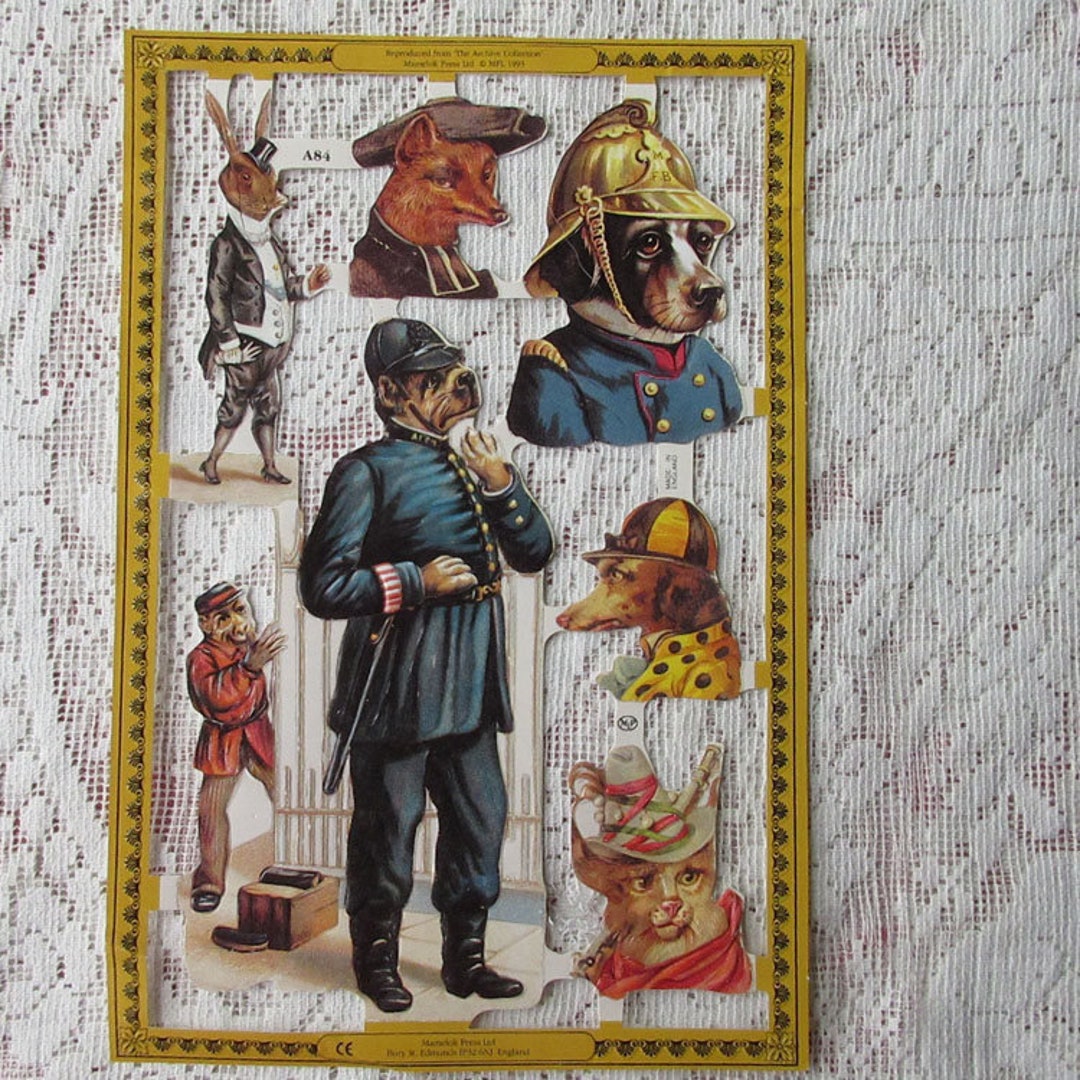 England Vintage Anthropomorphic Animals Scraps Die Cut Paper - Etsy