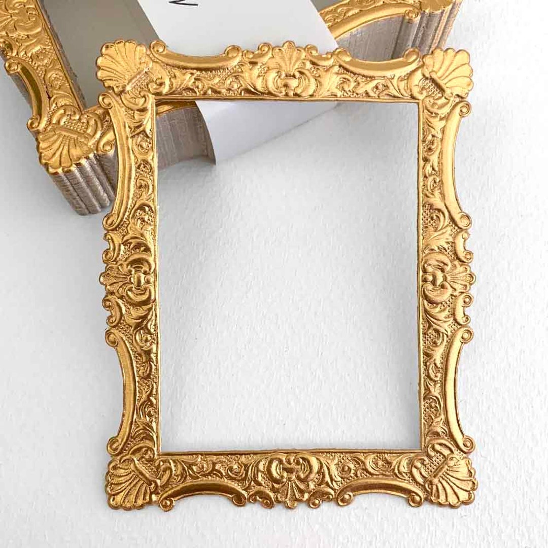 2 Frames Germany Deeply Embossed Antique Gold Paper Foil Large Dresden ...